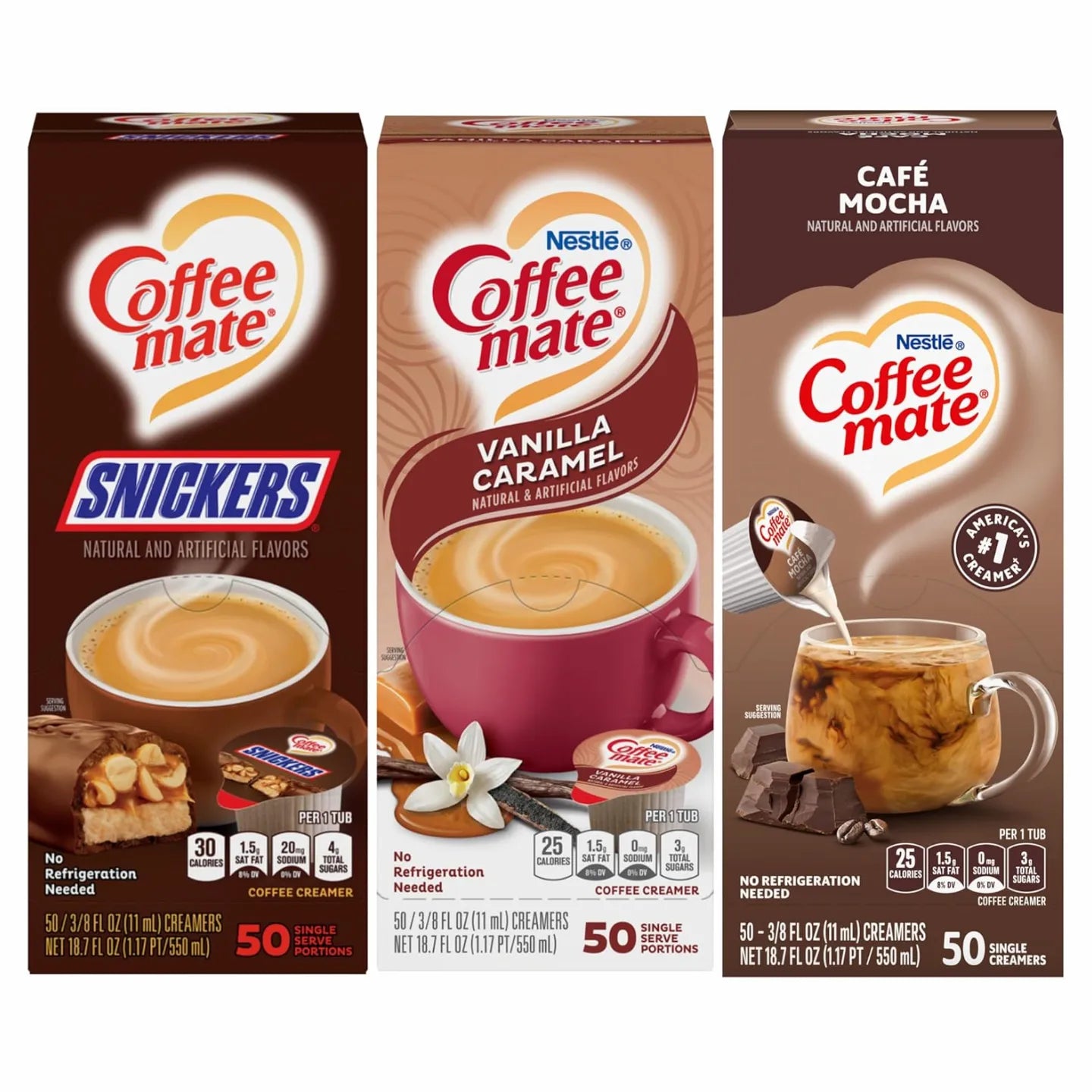 Nestle Coffee Mate Creamer Singles Variety Pack – Snickers, Vanilla Ca ...