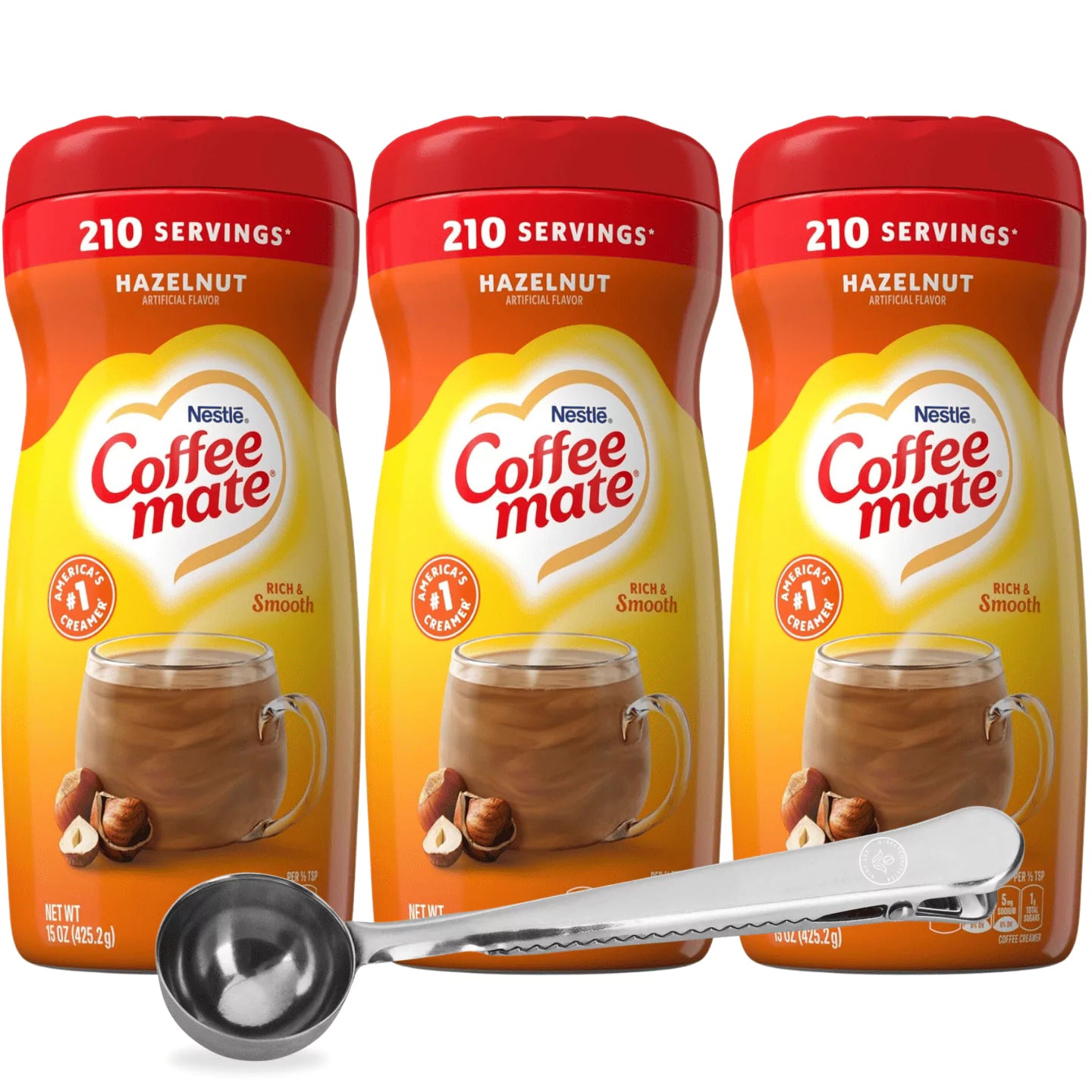 Coffee Mate Hazelnut Powdered Coffee Creamer, 15 oz (Pack of 3) Spoon ...