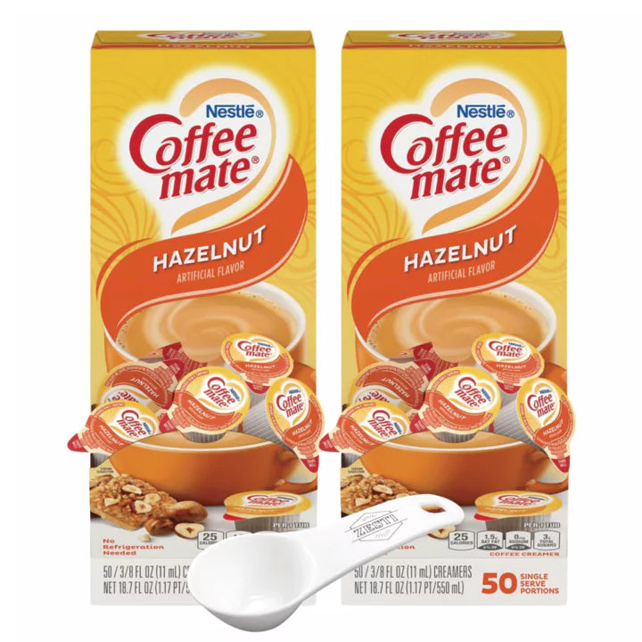 Coffee Mate Hazelnut Liquid Creamer Singles, 50 Count (Pack of 2) with ...
