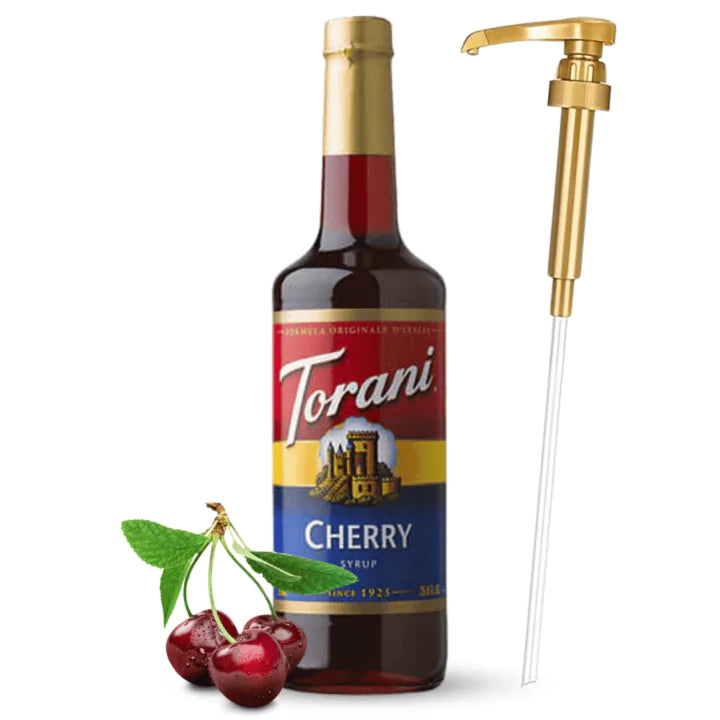 Torani Cherry Syrup (25.4 oz) with Direct Coffee Tea Syrup Pump ...