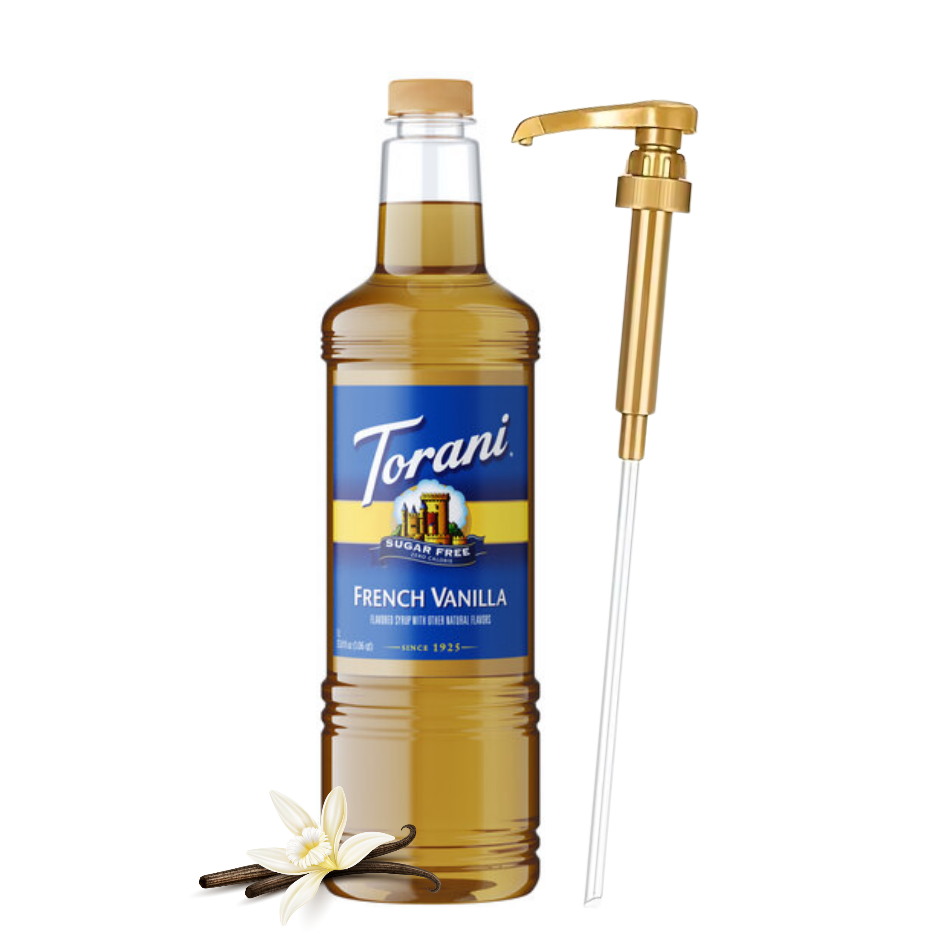 Torani Sugar Free French Vanilla Syrup 1 Liter Bottle with Pump ...